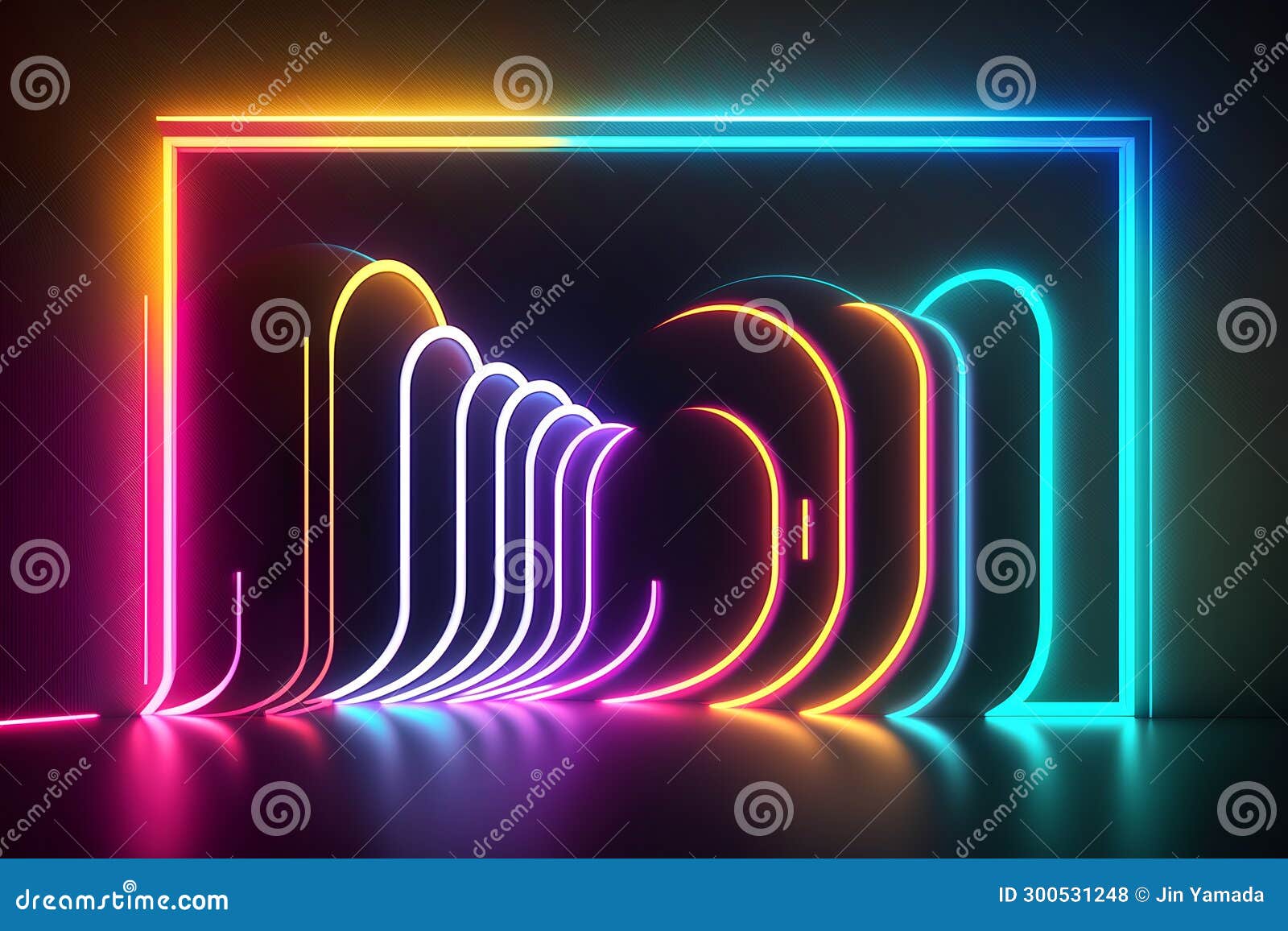 3d Illustration of Abstract Neon Lights Background. Glowing Neon Lights ...