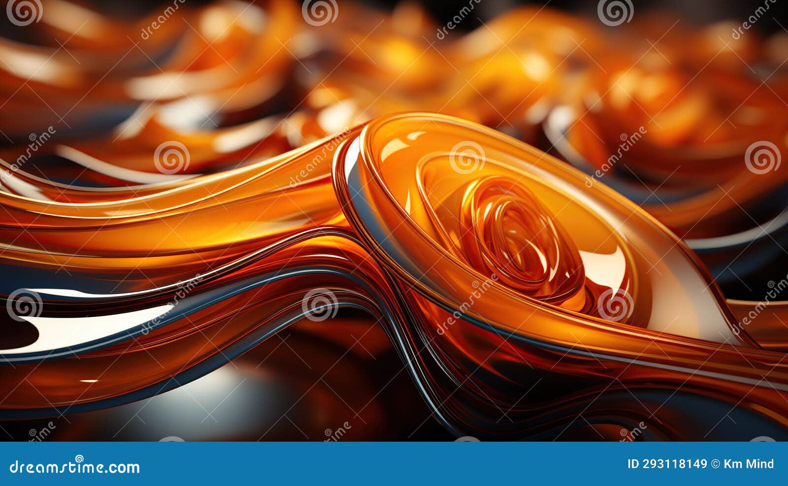3D Illustration of Abstract Orange Wavy Background, Computer-generated ...