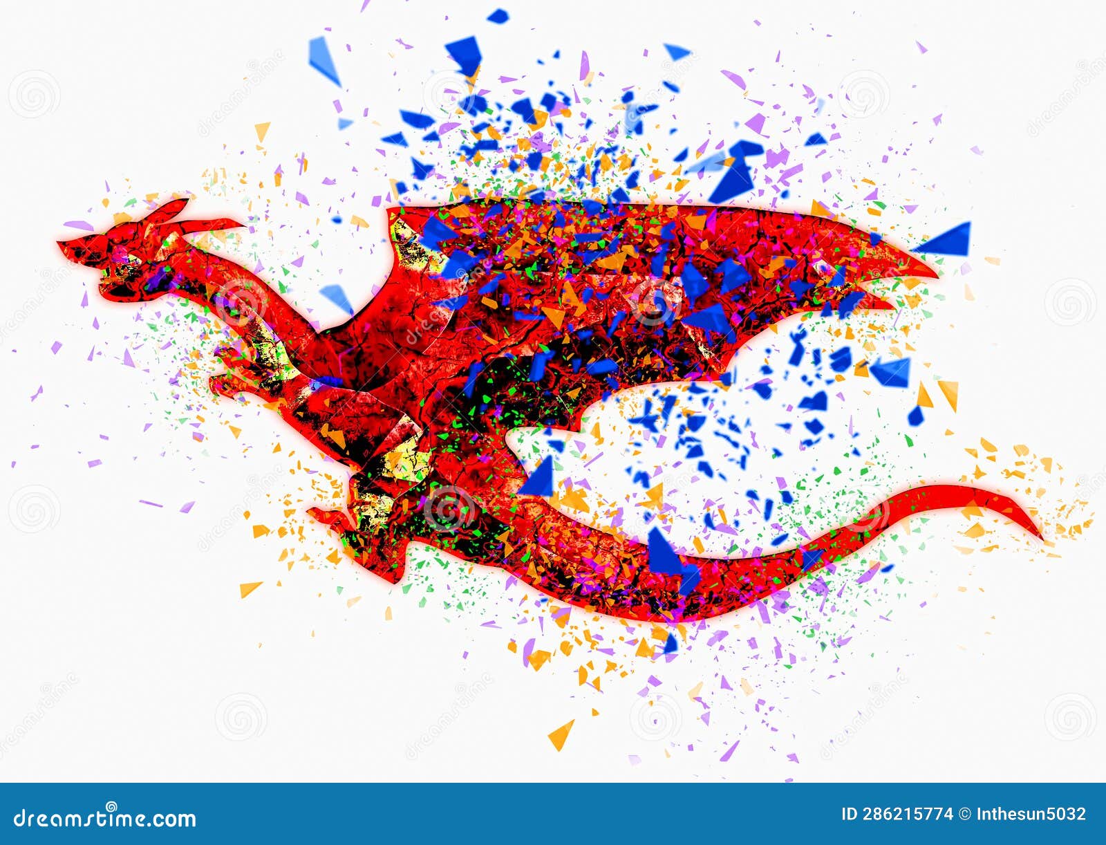 3d Illustration of an Abstract Red Dragon Flapping Its Wings Stock ...