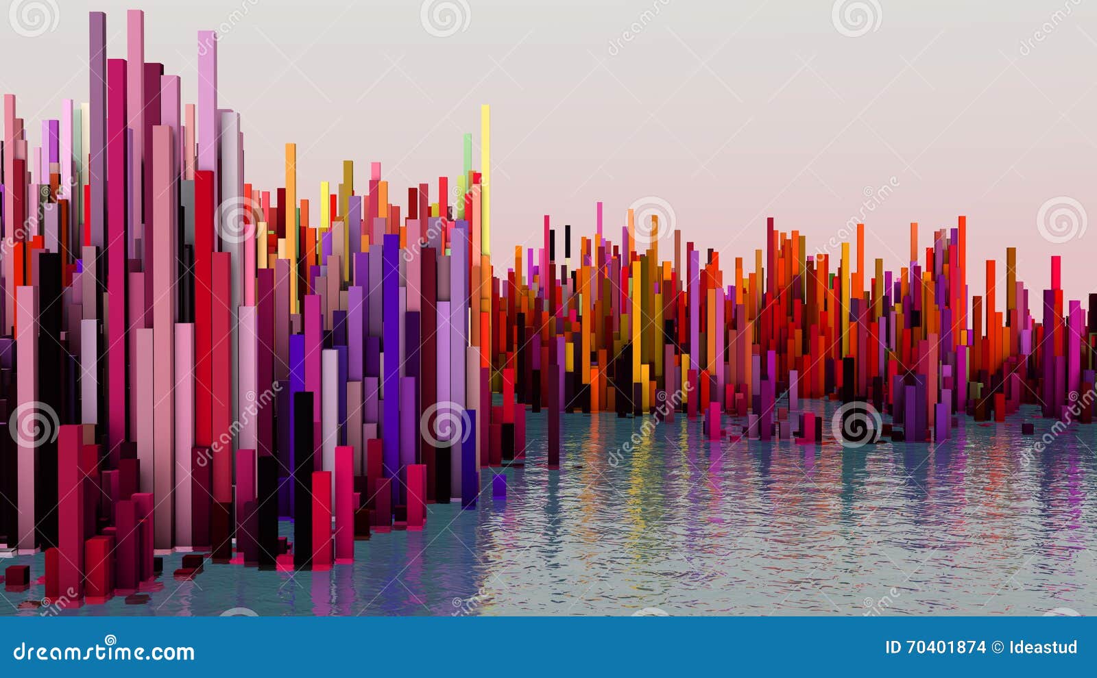3D Illustration of Abstract Render Structure Made of Millions Columns ...
