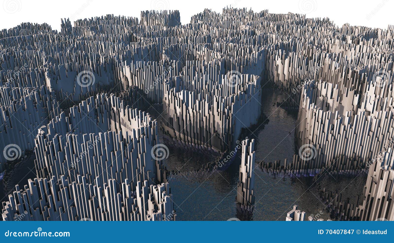 3D Illustration of Abstract Render Structure Made of Millions Columns ...