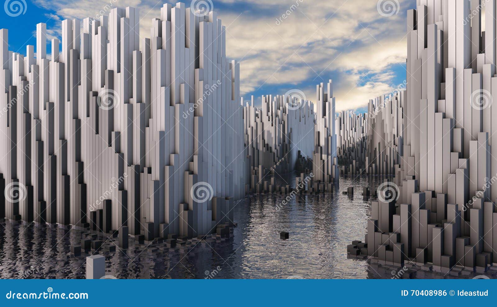 3D Illustration of Abstract Render Structure Made of Millions Columns ...