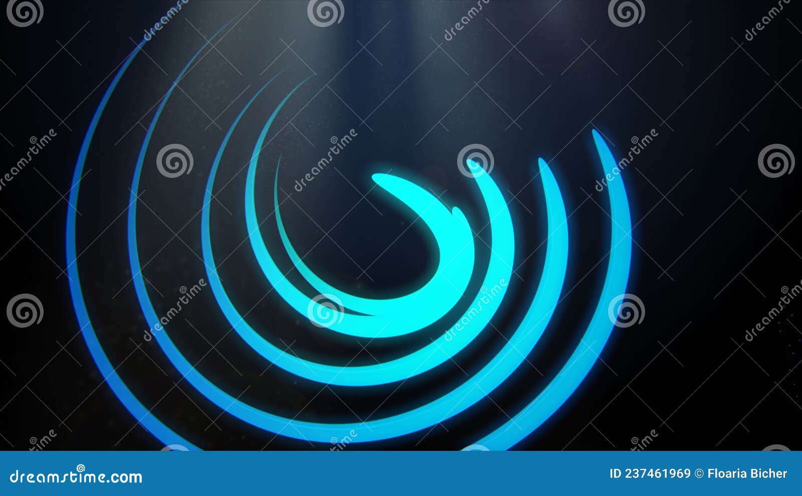3d Illustration of Abstract Shiny Blue Circle Design Elements on Dark ...