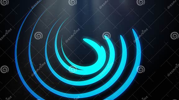 3d Illustration of Abstract Shiny Blue Circle Design Elements on Dark ...