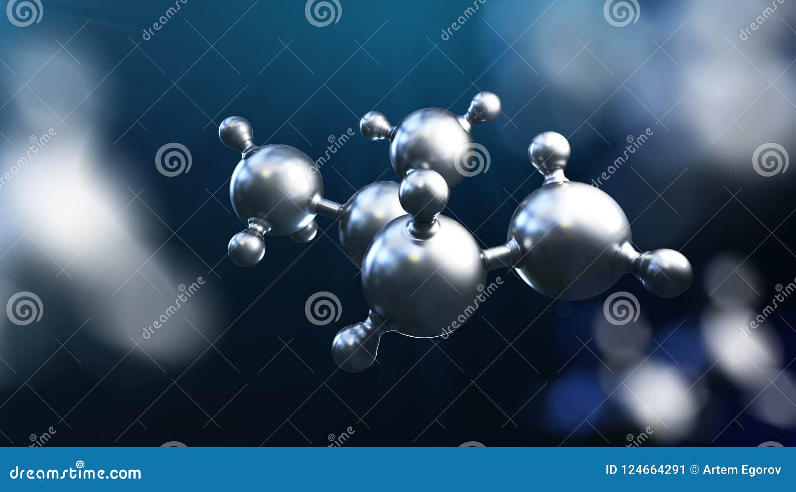 3D Illustration of Abstract Silver Metal Molecule Background Stock ...