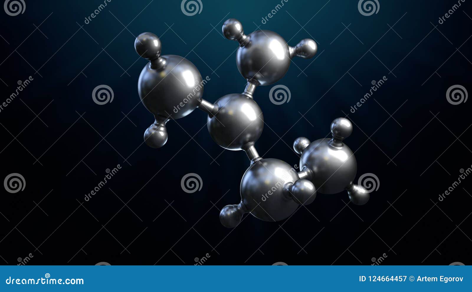 3D Illustration of Abstract Silver Metal Molecule Background Stock ...