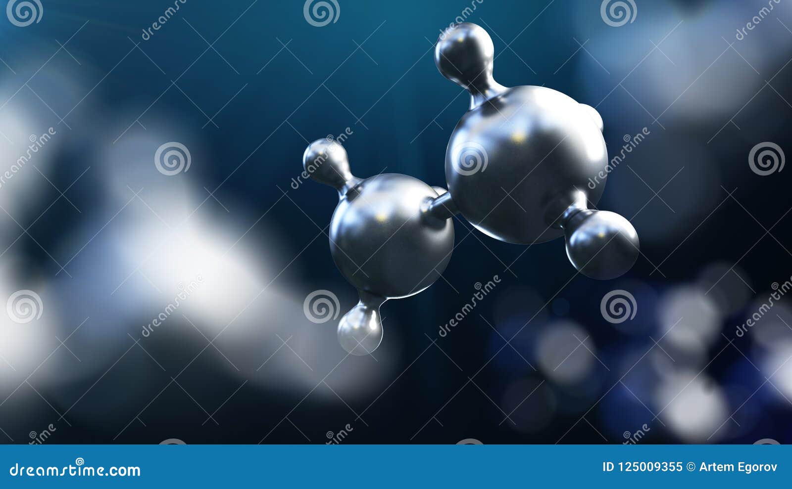 3D Illustration of Abstract Silver Metal Molecule Background Stock ...