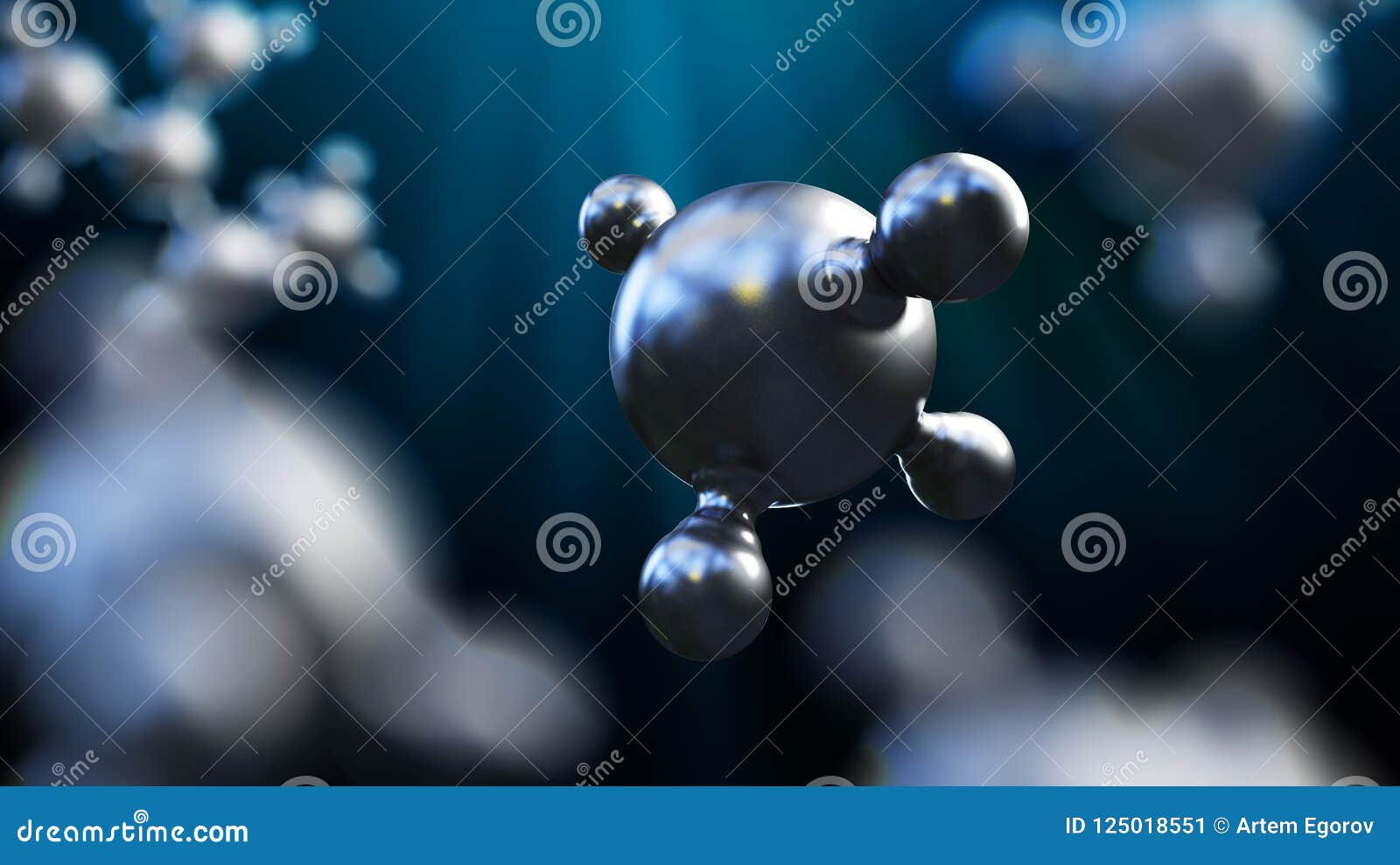 3D Illustration of Abstract Silver Metal Molecule Background Stock ...