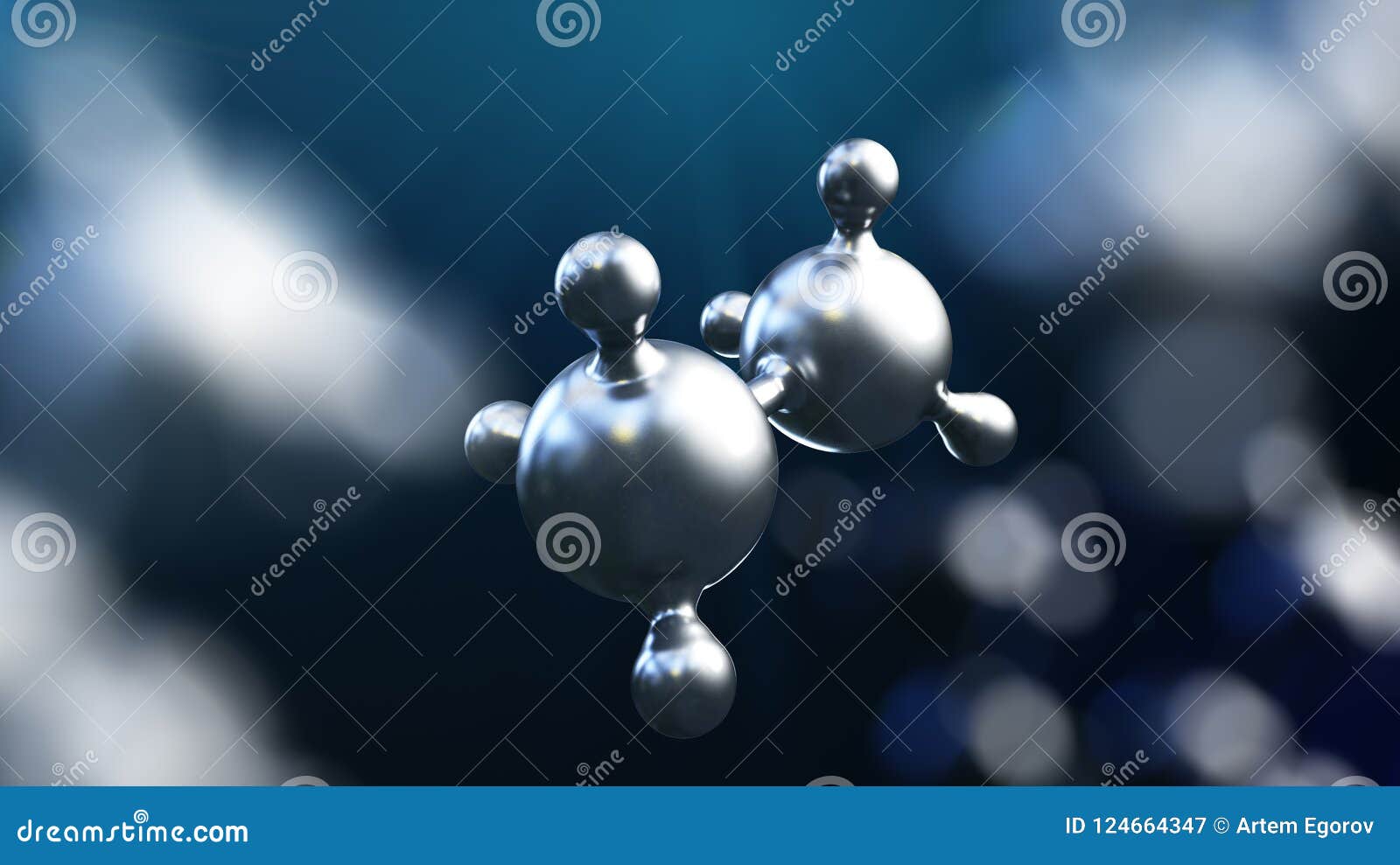 3D Illustration of Abstract Silver Metal Molecule Background Stock ...