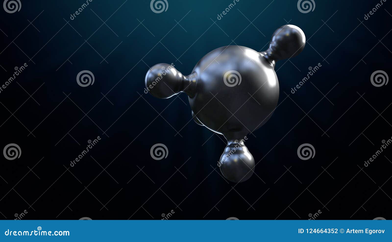 3D Illustration of Abstract Silver Metal Molecule Background Stock ...