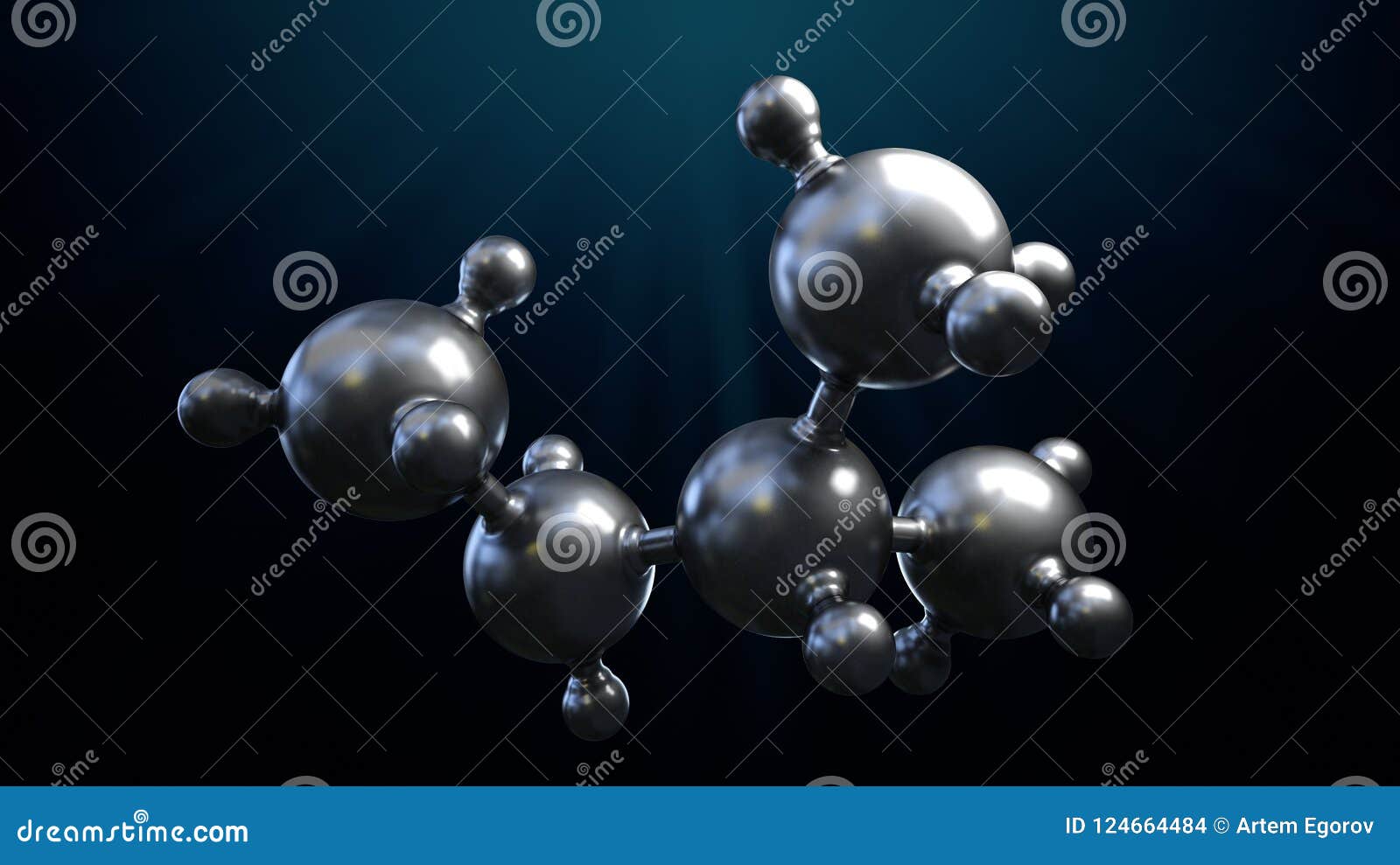 3D Illustration of Abstract Silver Metal Molecule Background Stock ...