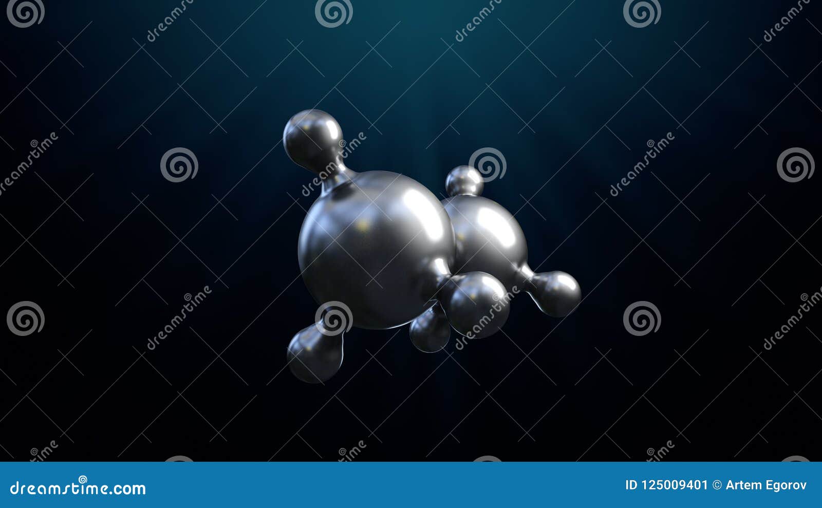 3D Illustration of Abstract Silver Metal Molecule Background Stock ...