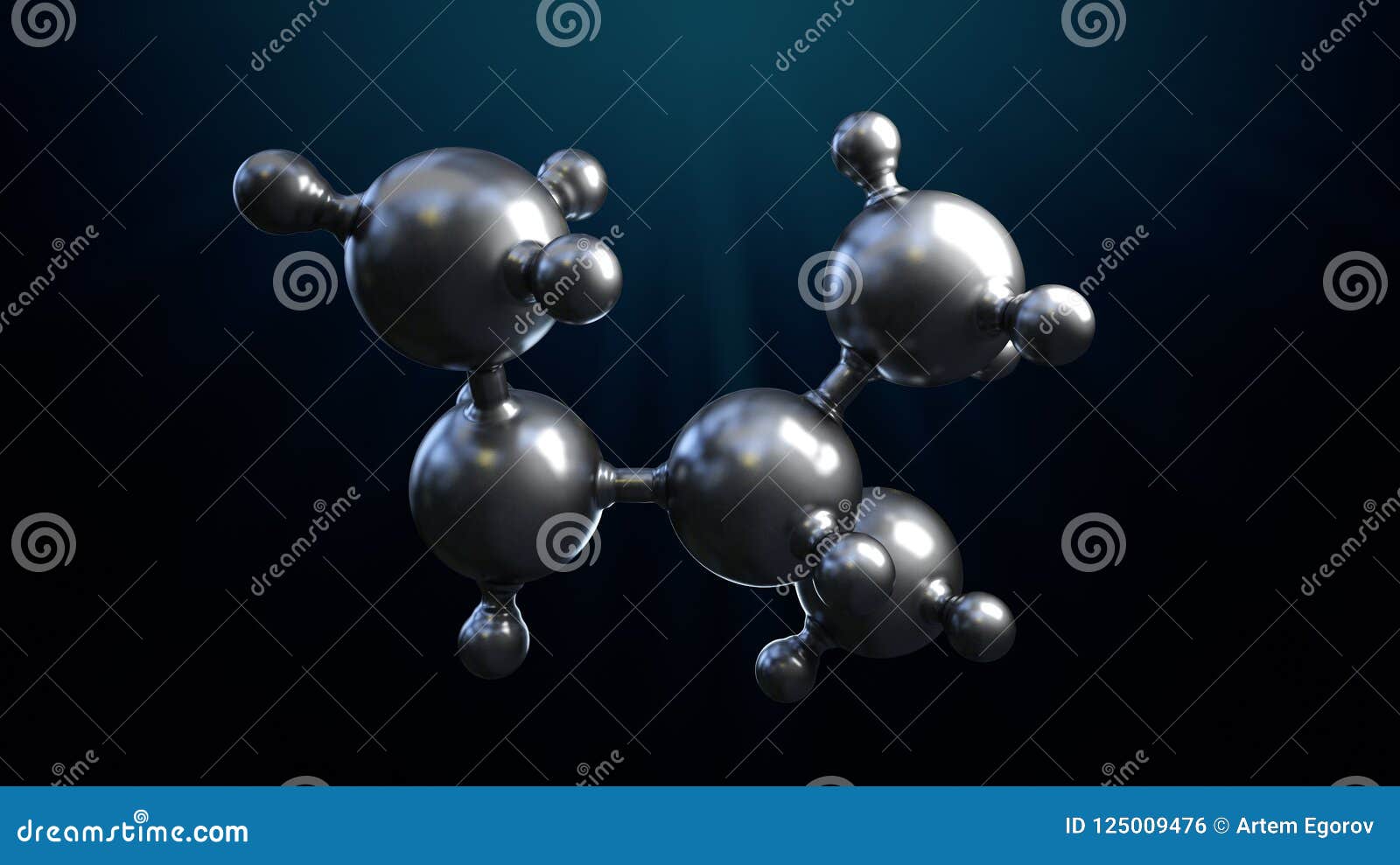 3D Illustration of Abstract Silver Metal Molecule Background Stock ...