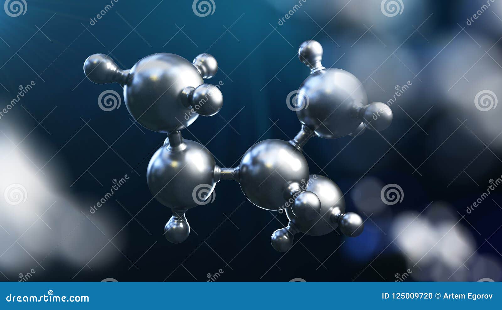 3D Illustration of Abstract Silver Metal Molecule Background Stock ...