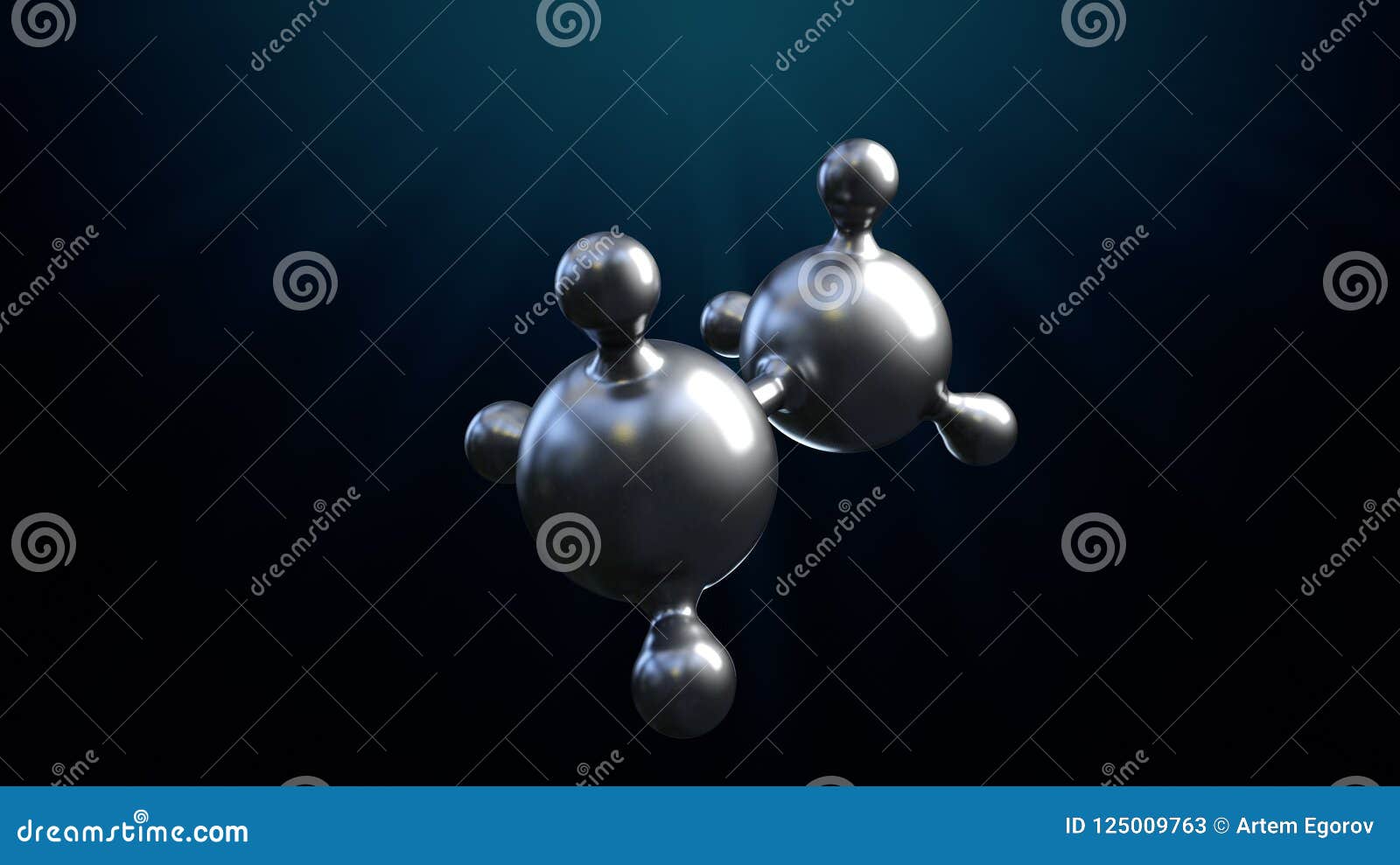 3D Illustration of Abstract Silver Metal Molecule Background Stock ...