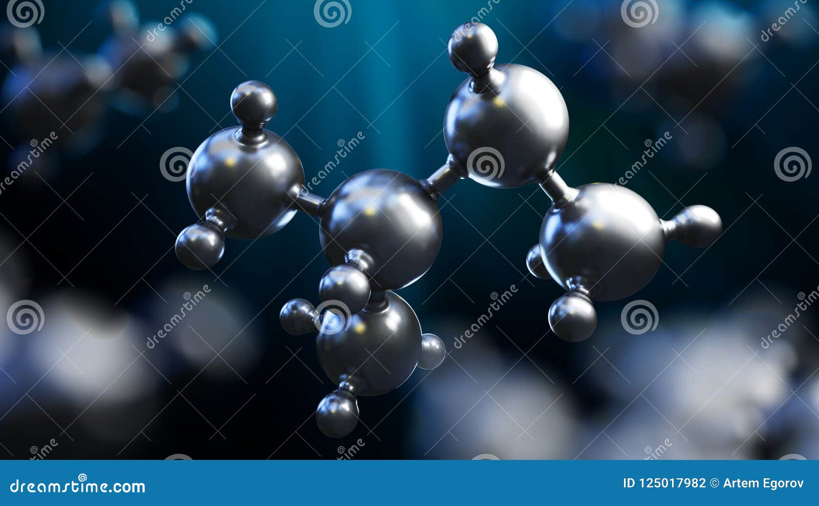 3D Illustration of Abstract Silver Metal Molecule Background Stock ...