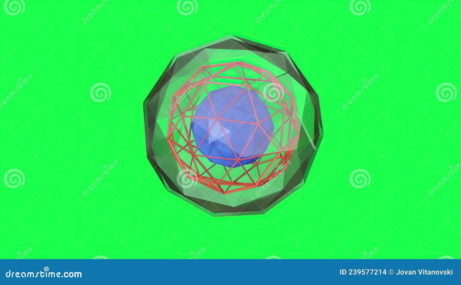 Abstract Sphere and Wireframe Sphere on Green Screen Stock Illustration ...