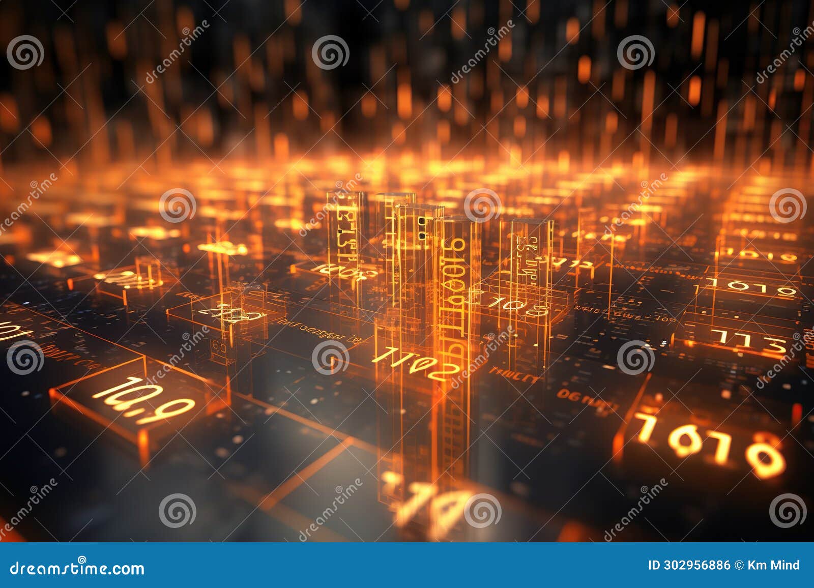 3d Illustration of Abstract Technology Background with Binary Code. Big Data Concept. Generative ...