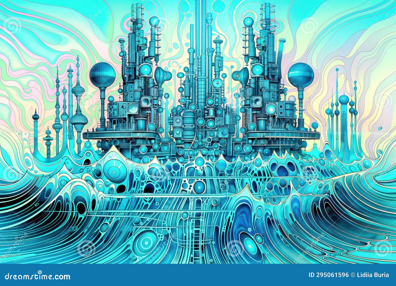 3d Illustration of Abstract Technology Background with Blue and White ...