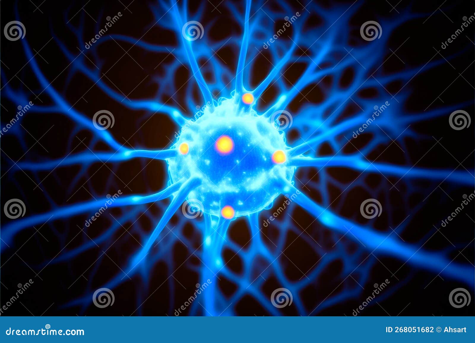3d Illustration of the Activity of Neurons and Synapses. Neural ...