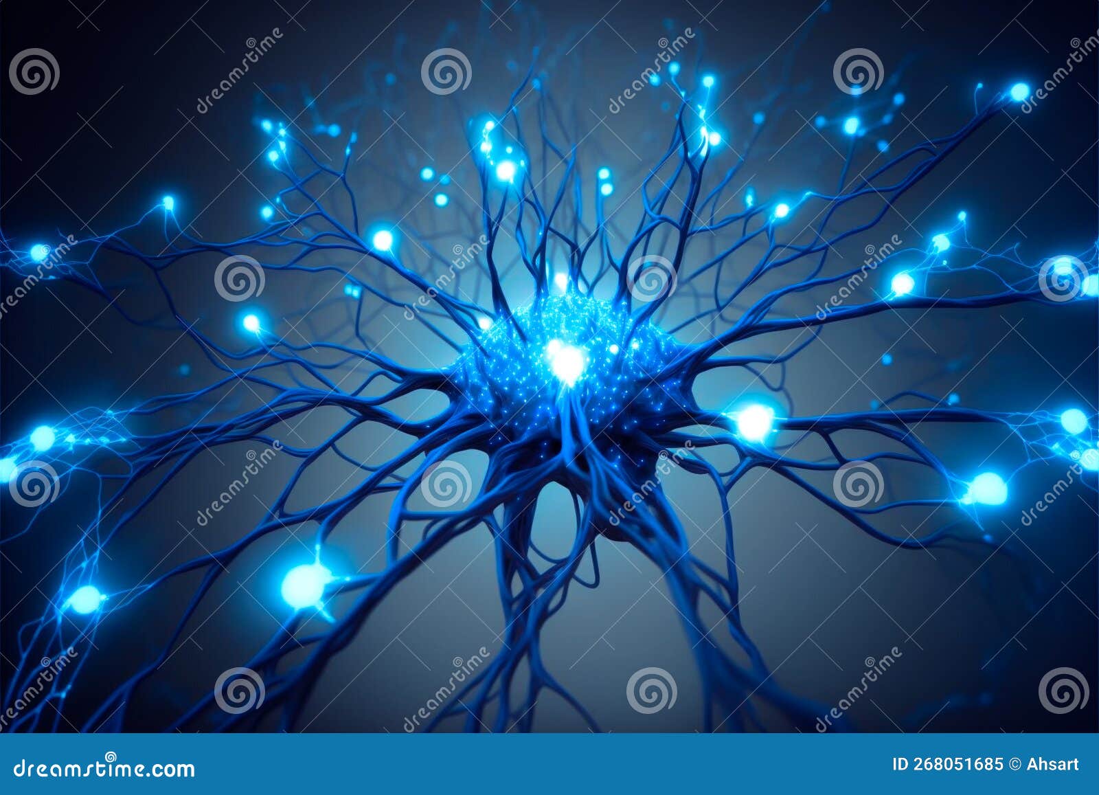 3d Illustration of the Activity of Neurons and Synapses. Neural ...