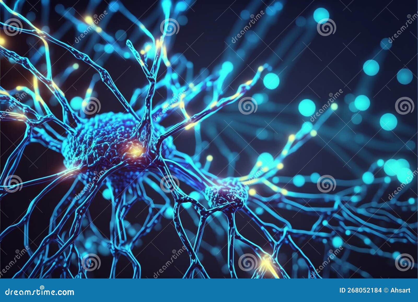 3d Illustration of the Activity of Neurons and Synapses Stock ...