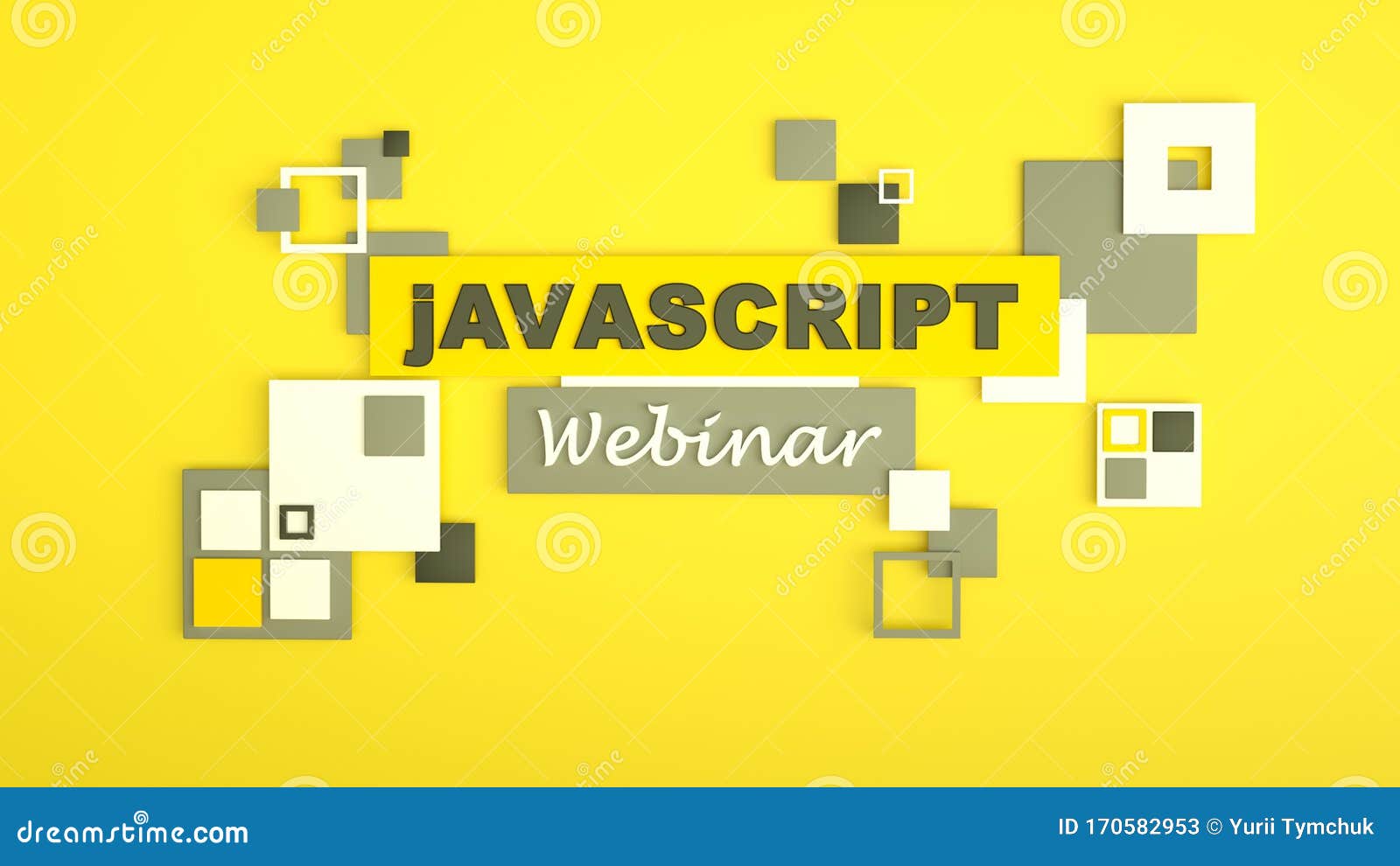 3D Illustration of Advertising Signboard of Javascript Webinar. Coding ...