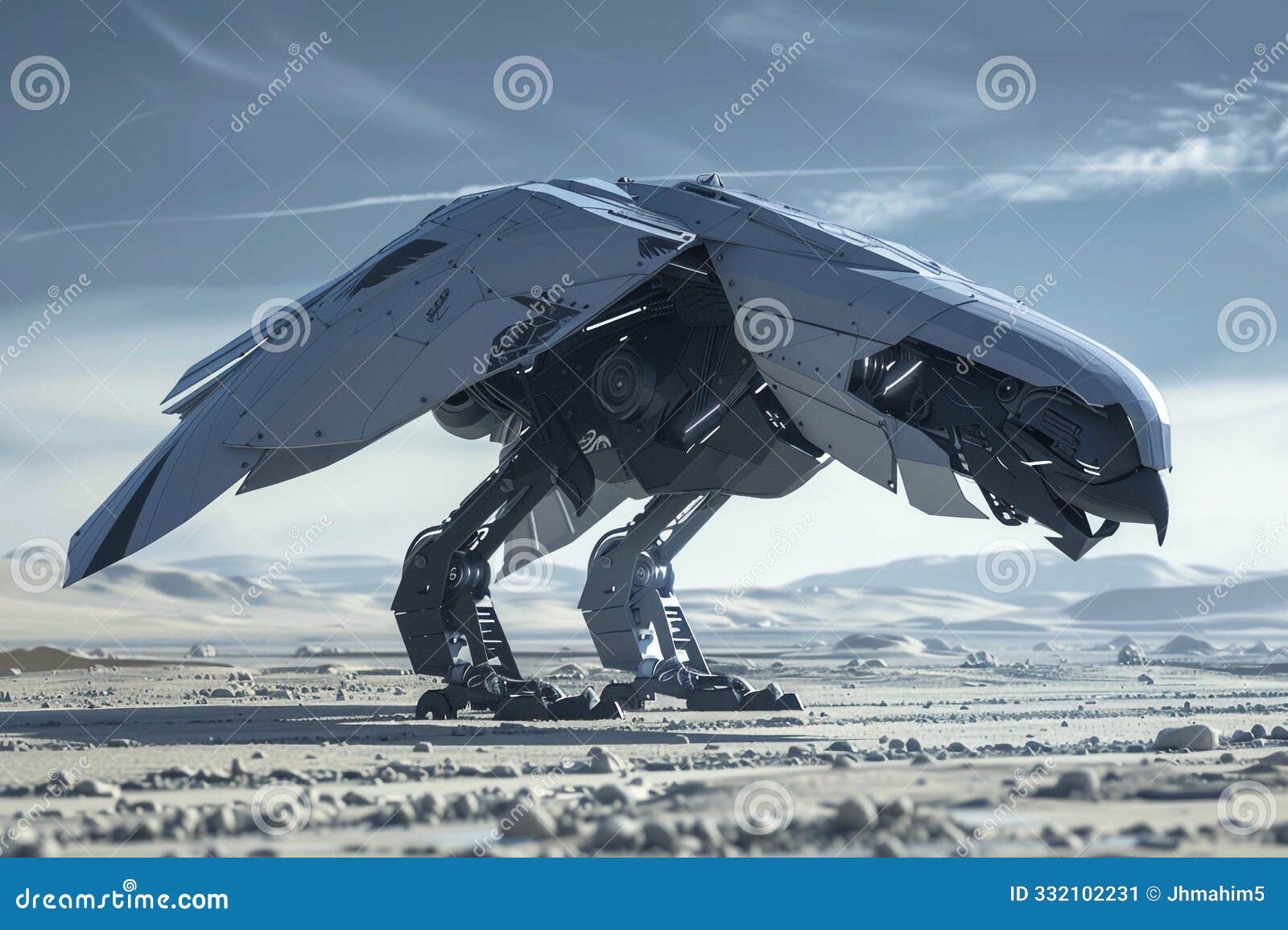 A 3D Illustration of an AIcontrolled Robotic Falcon Designed for ...