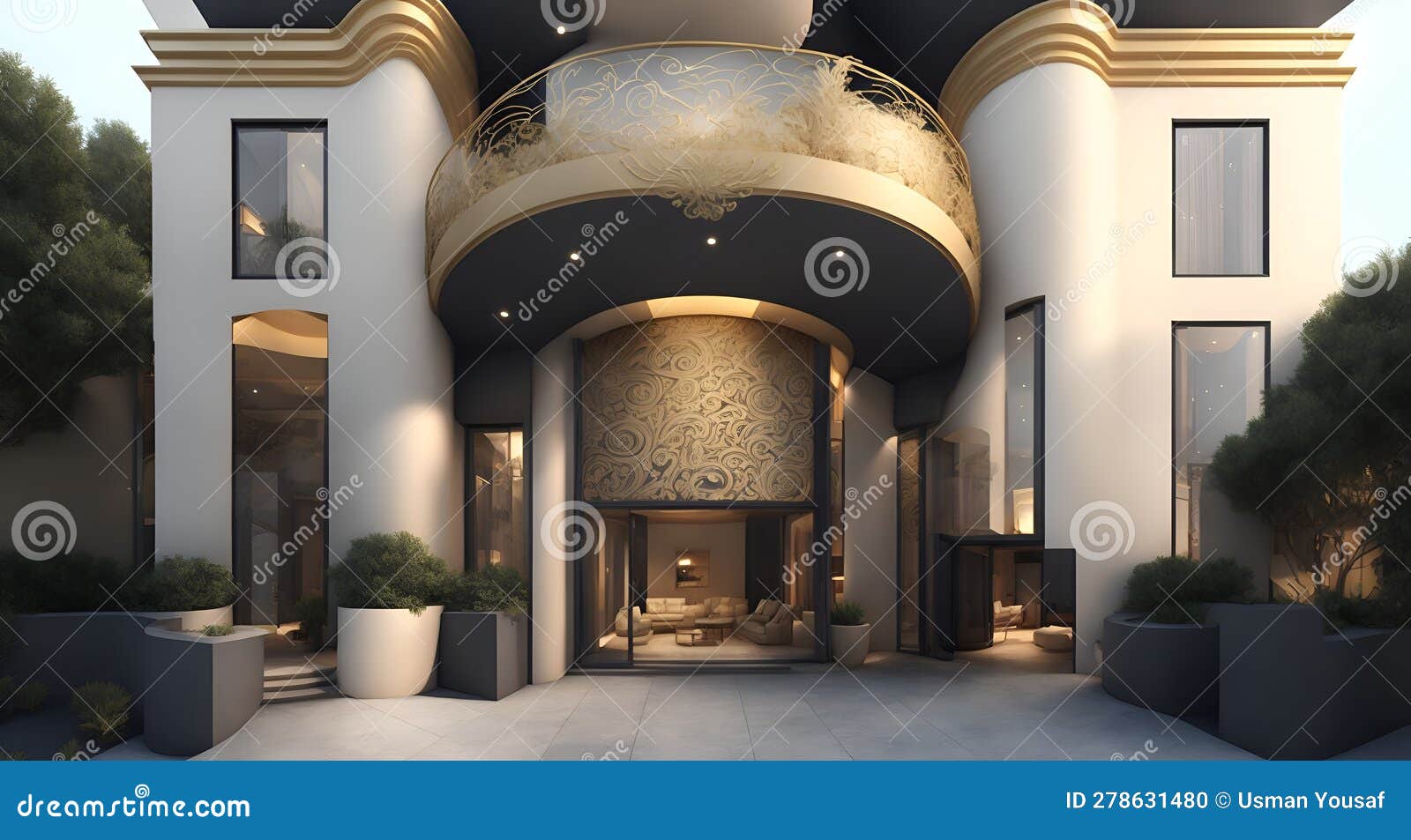 A Large White Building with a Circular Entrance Created with Generative ...