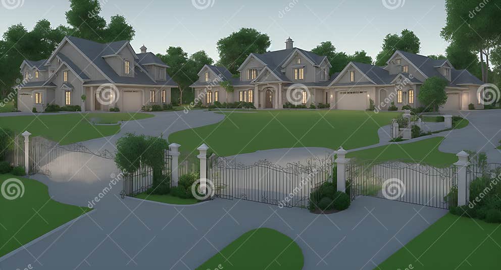 A Rendering of a Large House with a Driveway Created with Generative AI ...