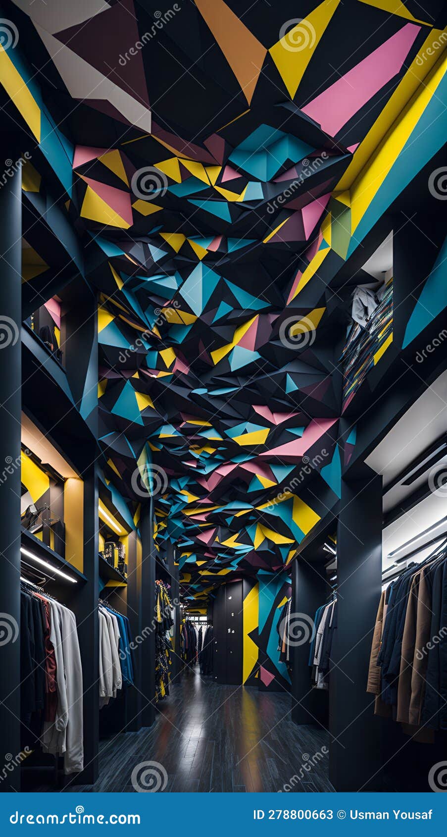 Ai Generated a Vibrant and Colorful Clothing Store Interior with a Wide ...
