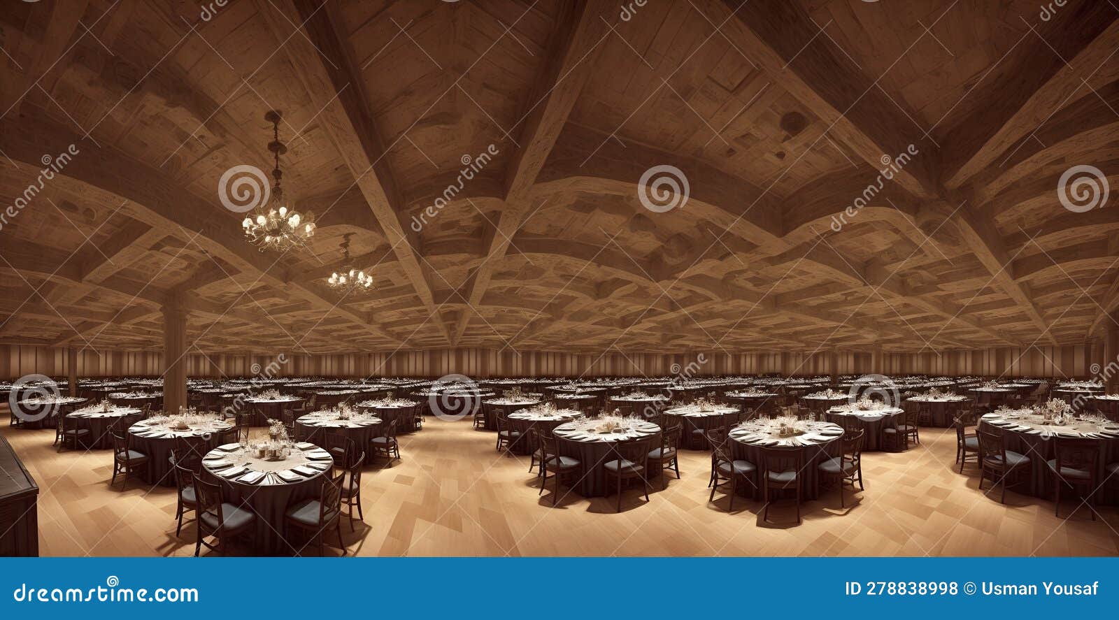 Ai Generated a Grand Banquet Hall Adorned with Elegant Chandeliers and ...