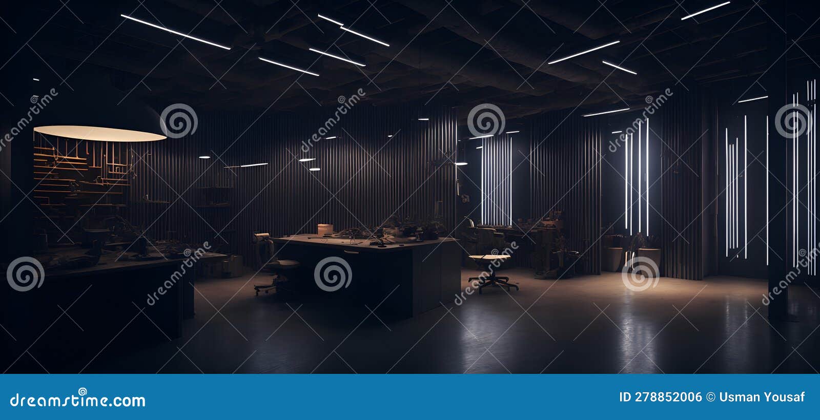 Ai Generated a Dimly Lit Office Space with a Vintage Wooden Desk and ...