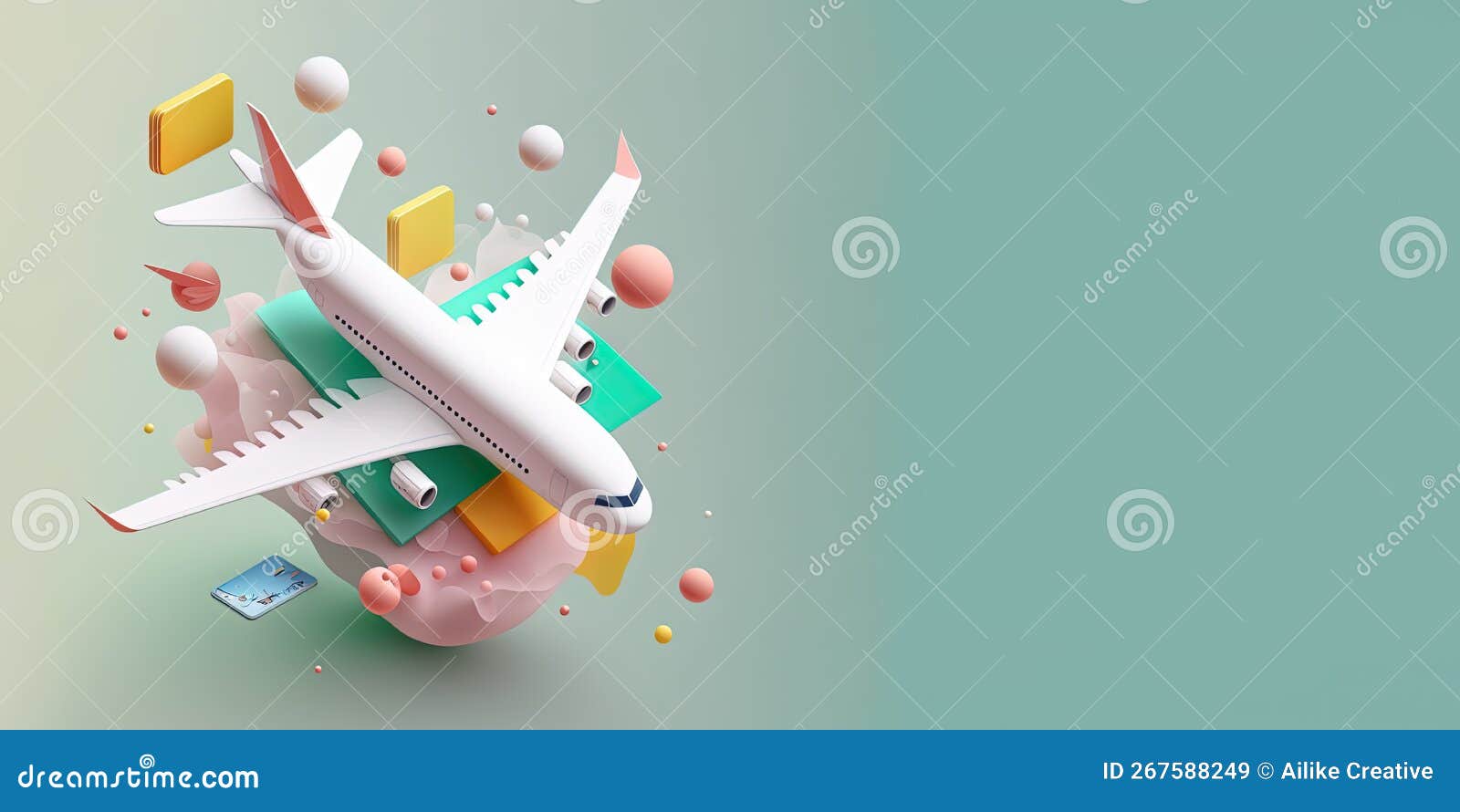3D Illustration of Airplane Transportation for Banner Background Stock ...