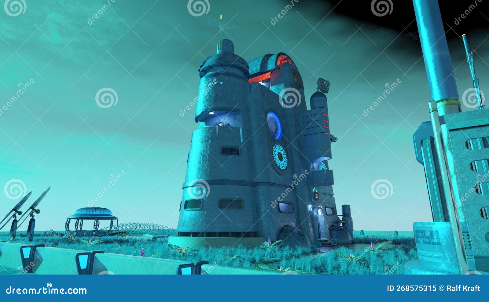 3D-illustration of an Alien City and Scifi Architecture Somewhere in ...