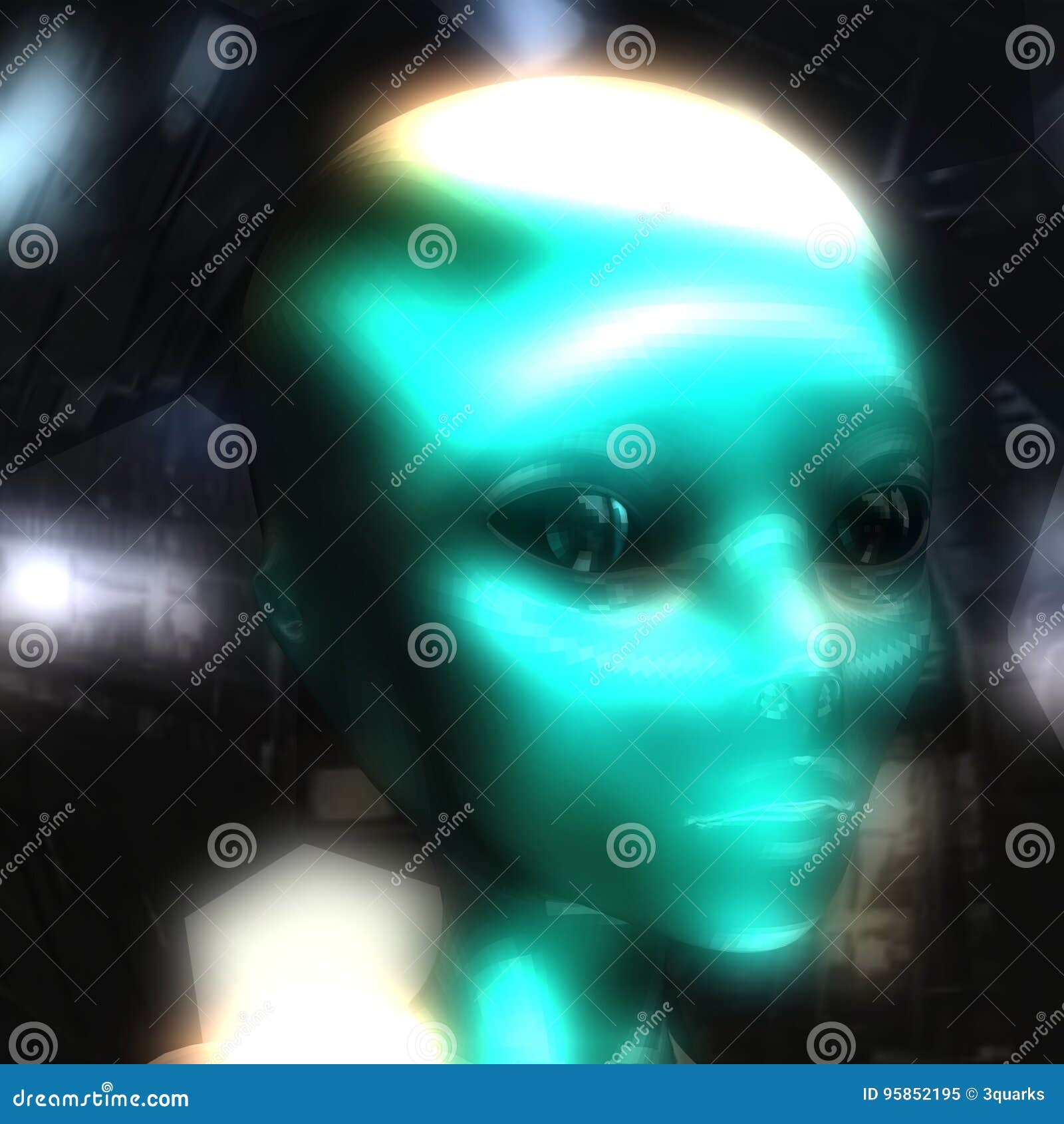 3D Illustration of an Alien Head Stock Illustration - Illustration of ...