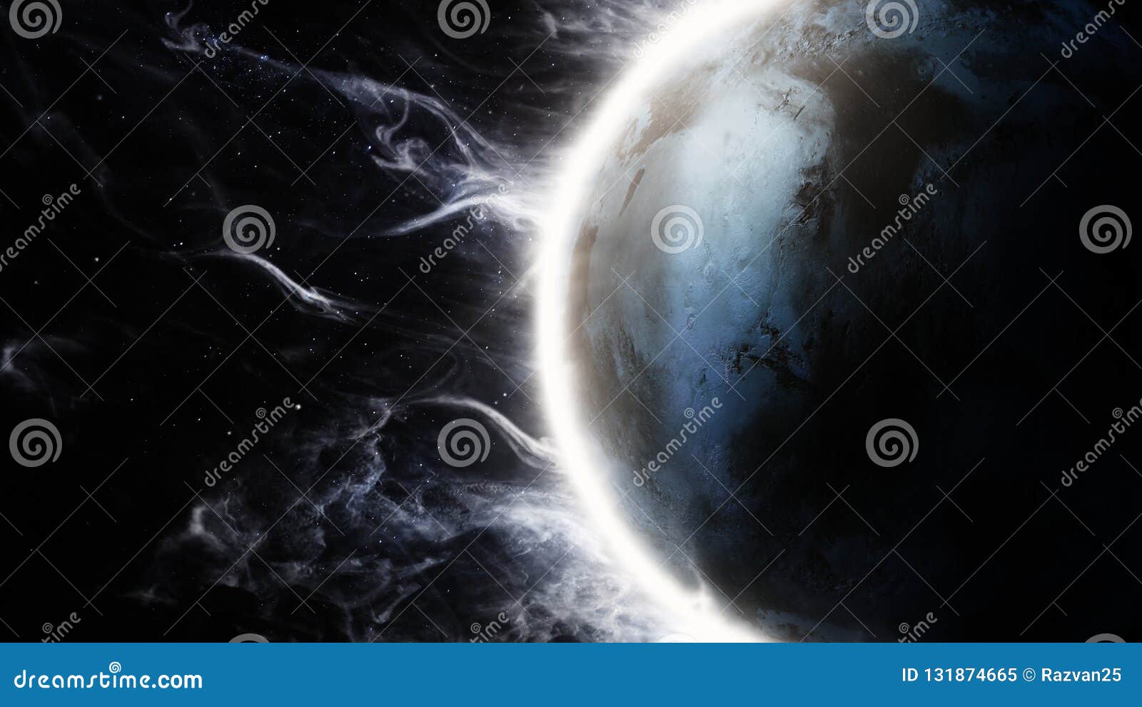 3D Illustration of an Alien Planet with Amazing Atmosphere Stock ...
