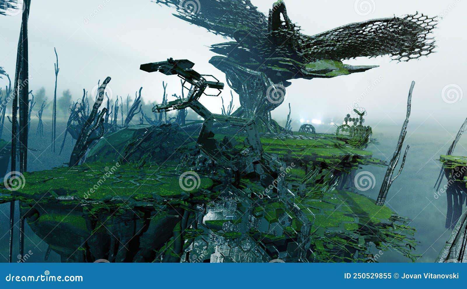 Illustration - Alien Planet Landscape,beautiful Forest the Surface of ...