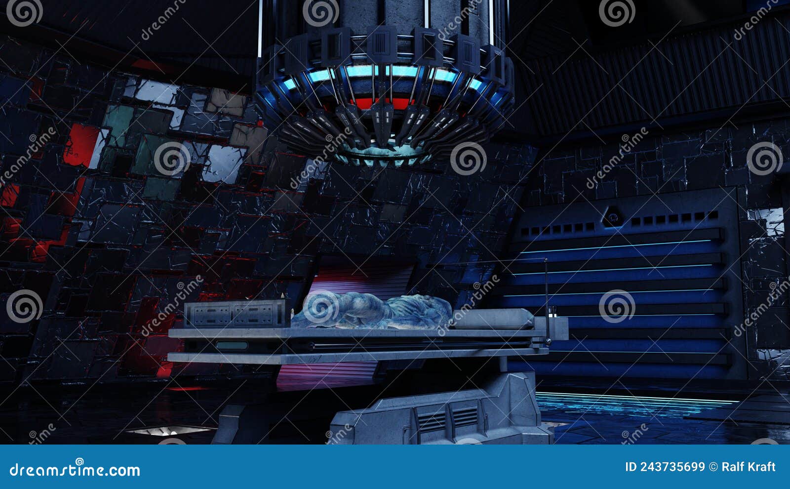 3D-illustration of an Alien Room and Labaratory Stock Illustration ...