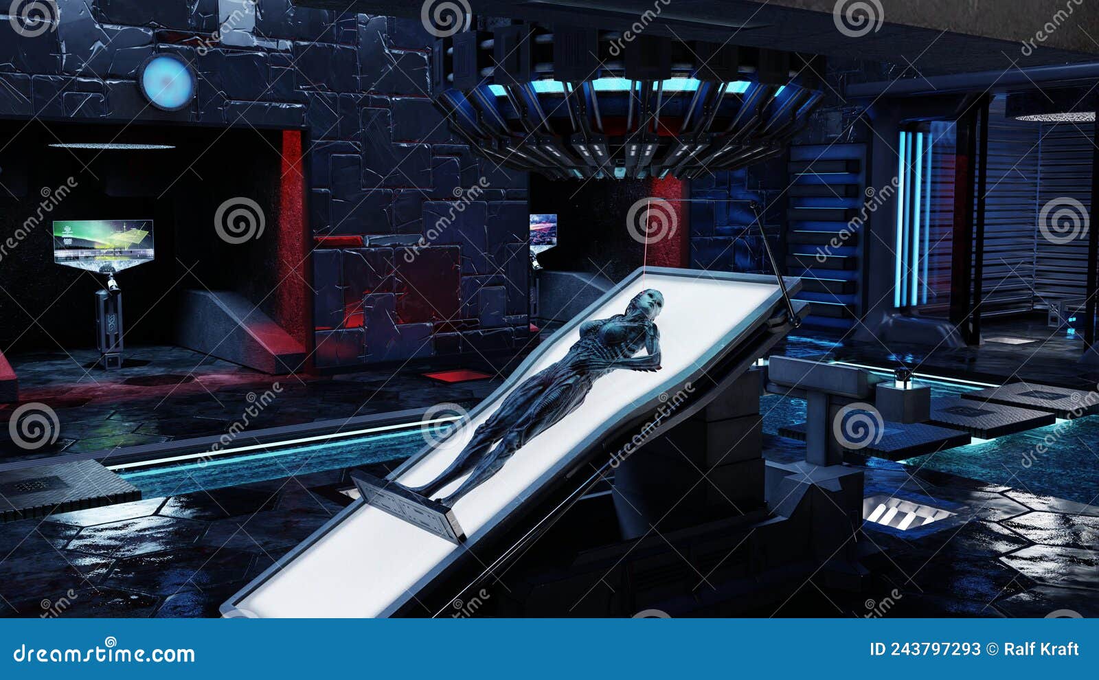 3D-illustration of an Alien Room and Labaratory Stock Illustration ...