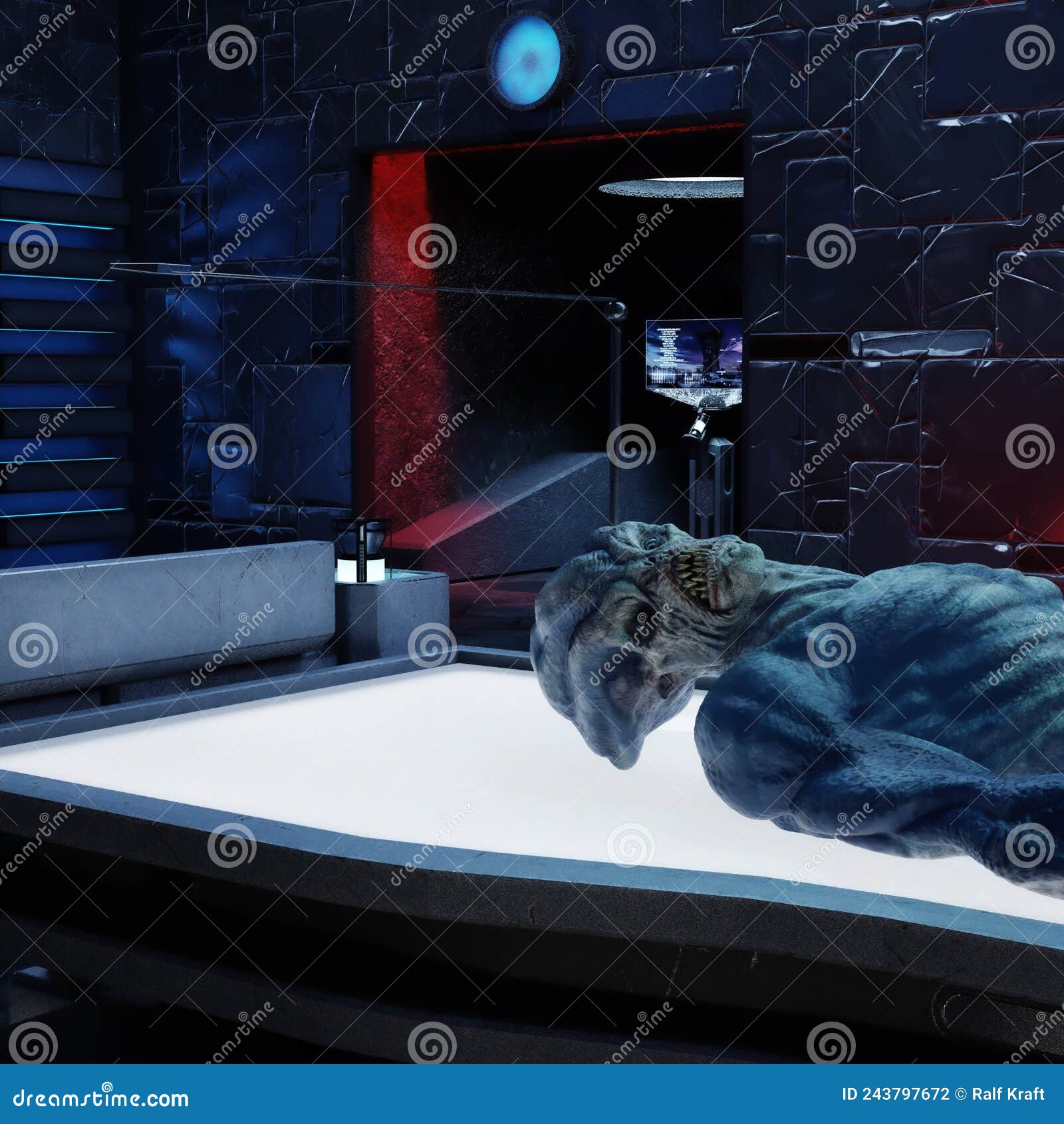 3D-illustration of an Alien Room and Labaratory Stock Illustration ...