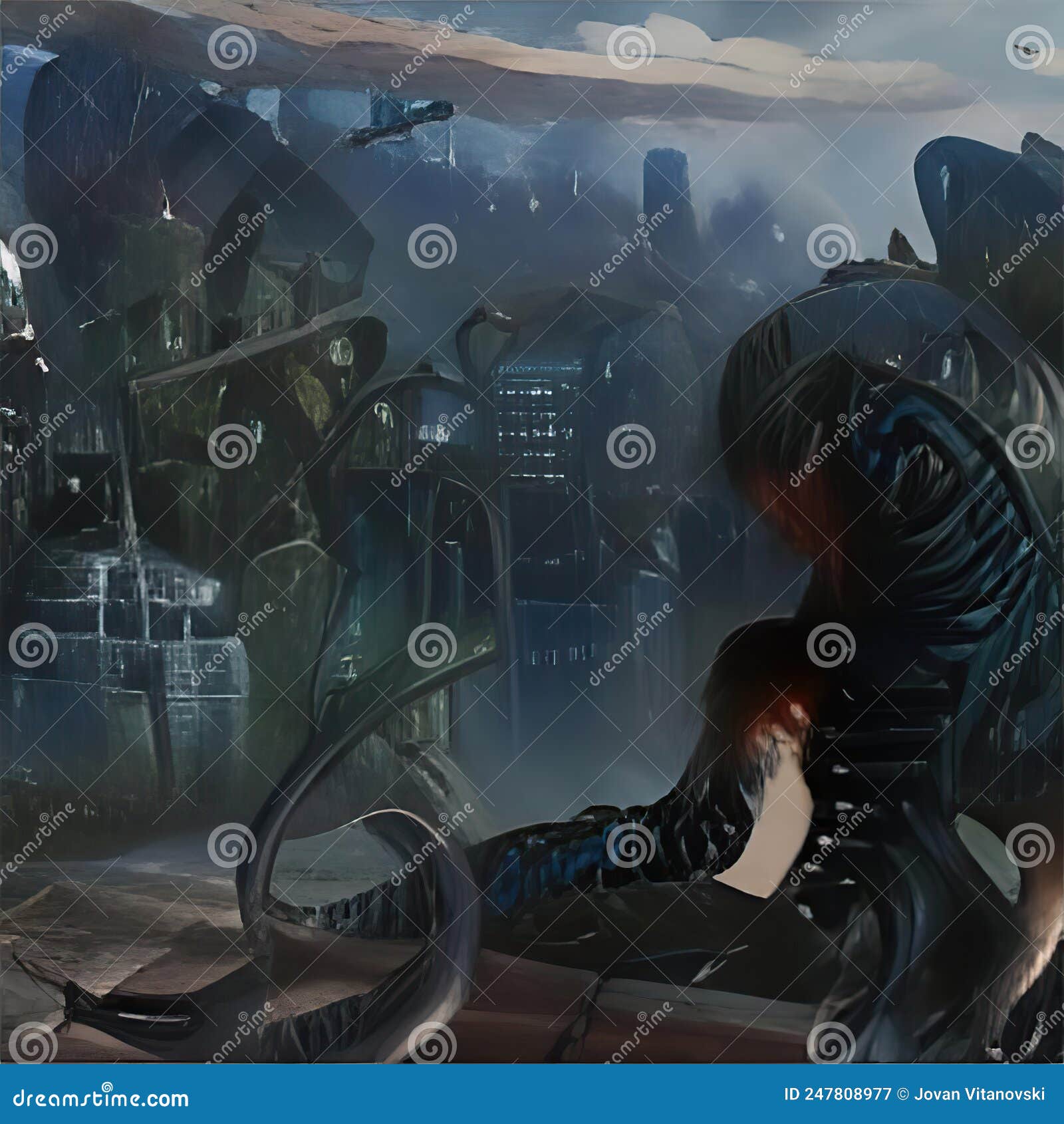 Illustration - Alien Sci-fi City Stock Illustration - Illustration of ...