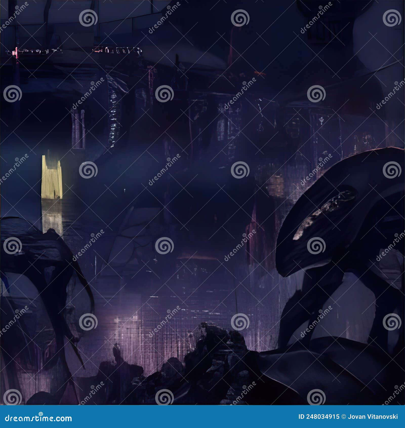 Illustration - Alien Sci-fi City Stock Illustration - Illustration of ...