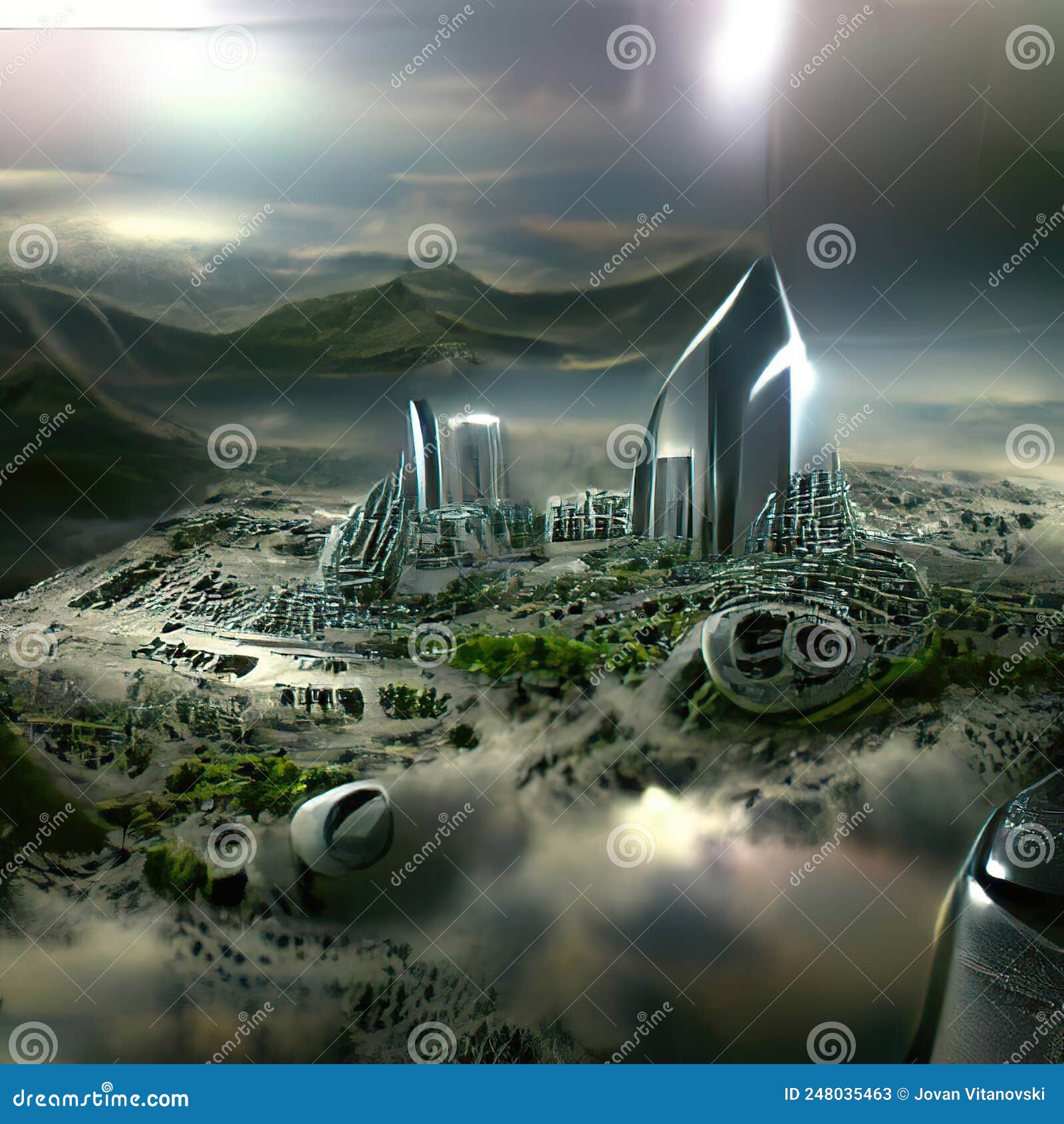 Illustration - Alien Sci-fi City Stock Illustration - Illustration of ...