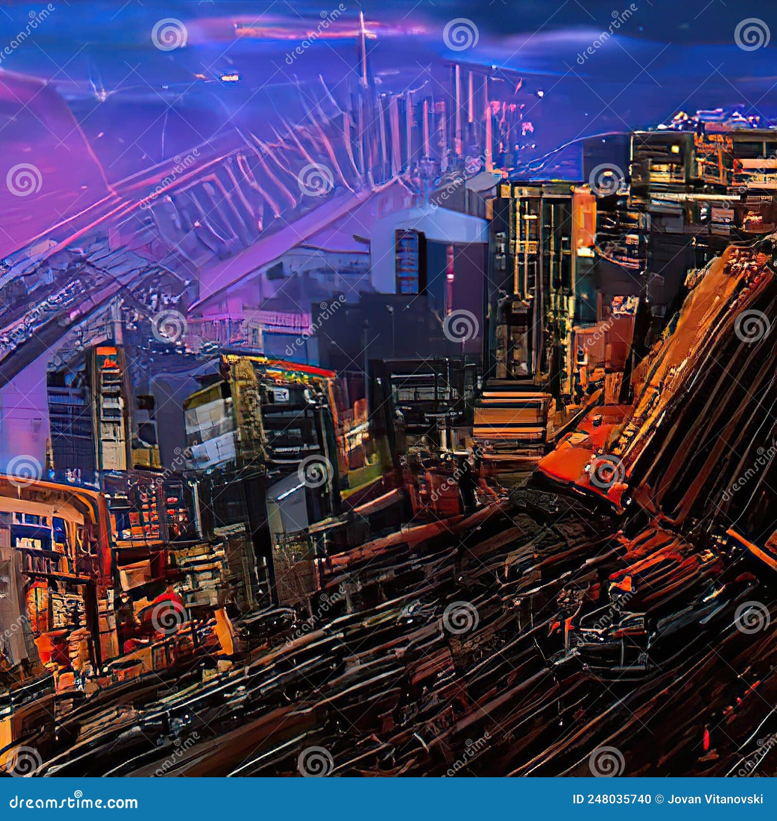 Illustration - Alien Sci-fi City Stock Illustration - Illustration of ...