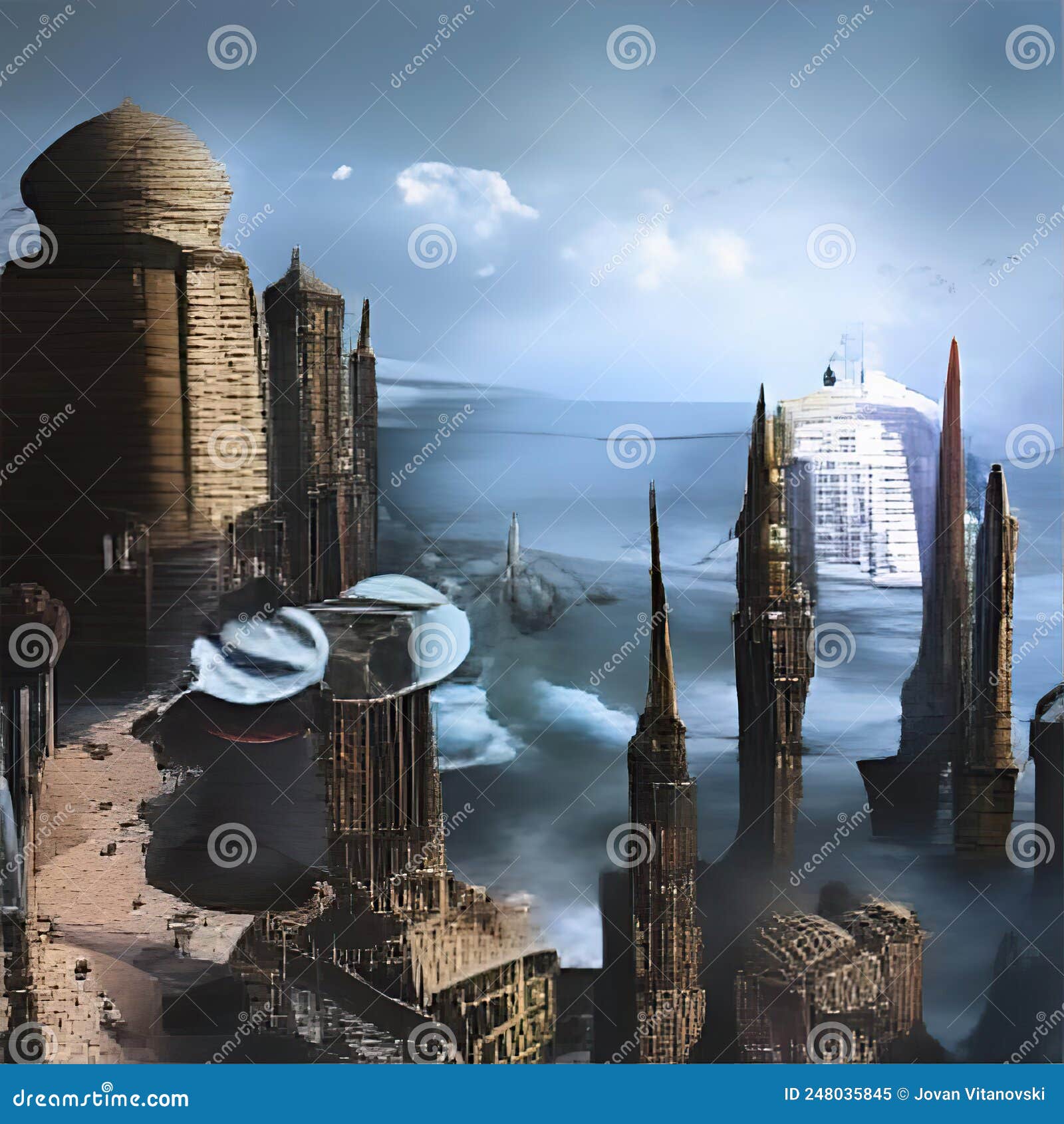 Illustration - Alien Sci-fi City Stock Illustration - Illustration of ...