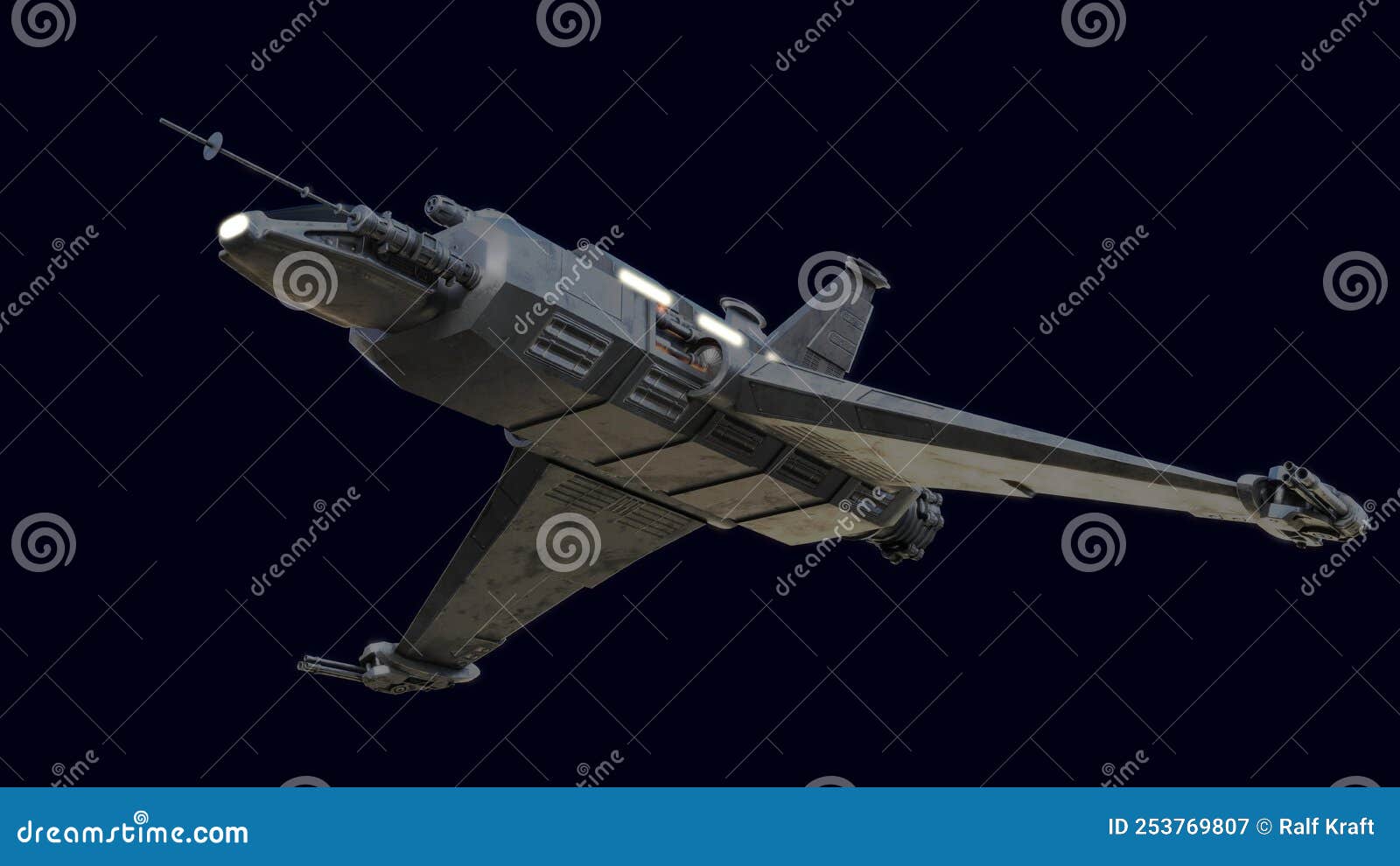 3D-illustration of an Alien Science Fiction Starship Stock Illustration ...