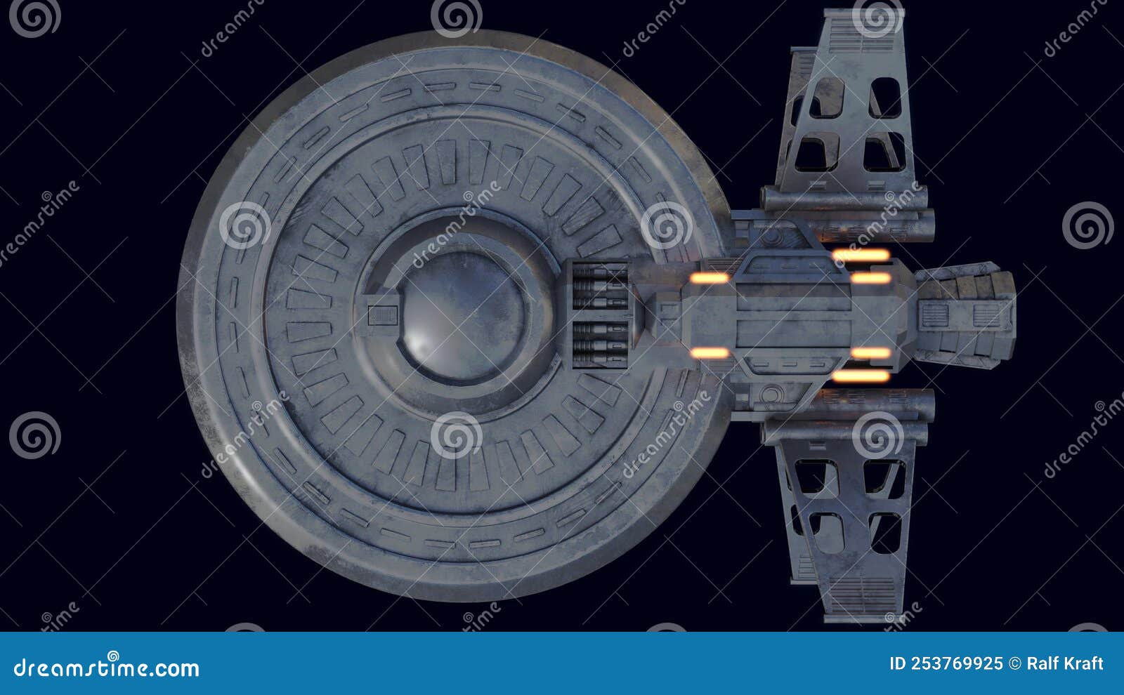 3D-illustration of an Alien Science Fiction Starship Stock Illustration ...
