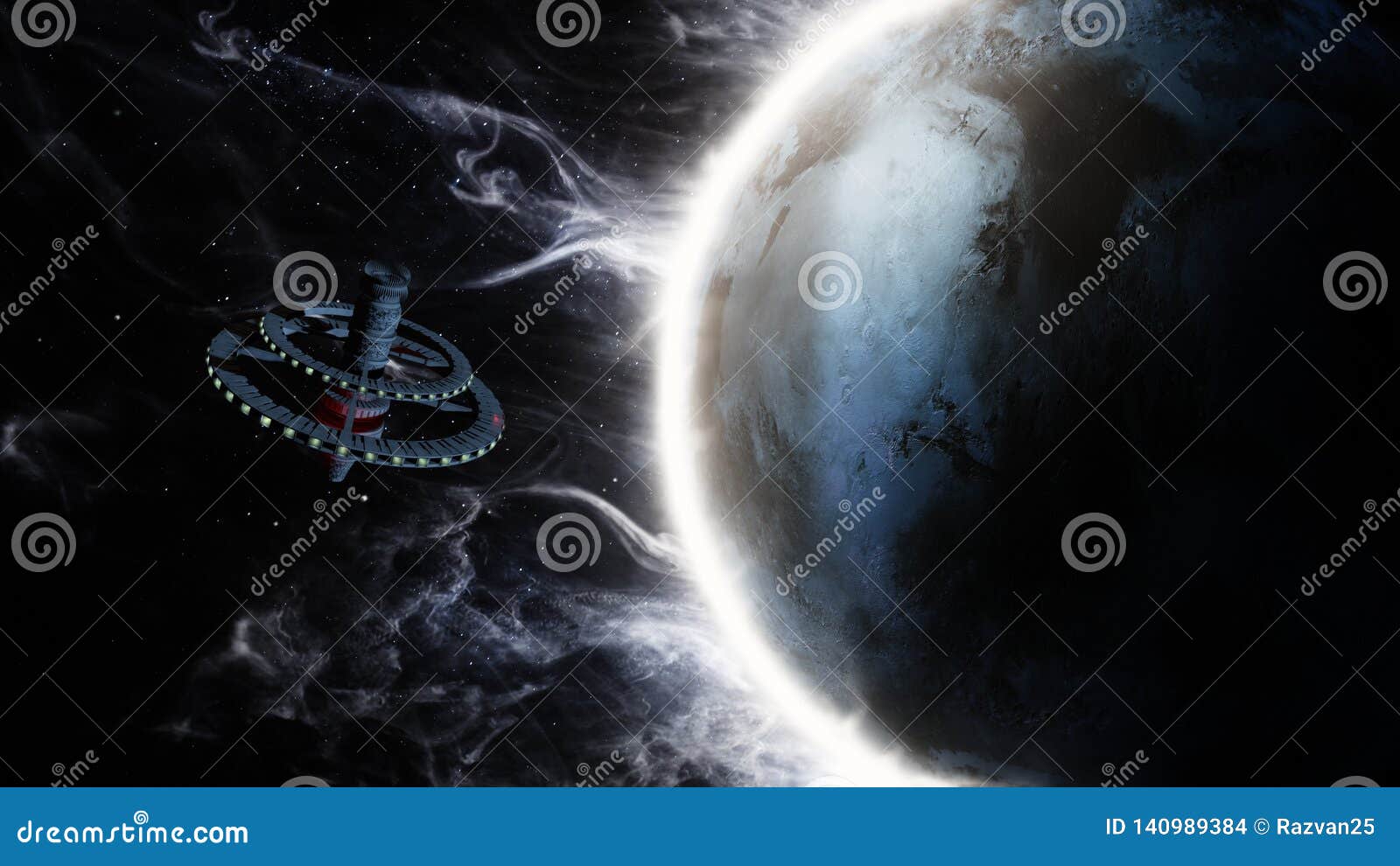3d Illustration of an Alien Space Station Stock Illustration ...