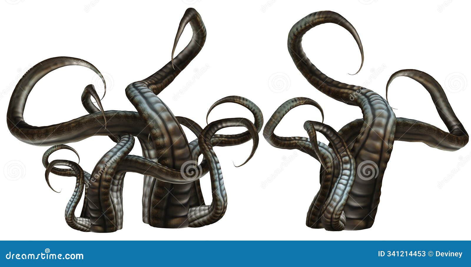 3D Render of Alien Tentacles Twisting Upward Illustration Stock ...
